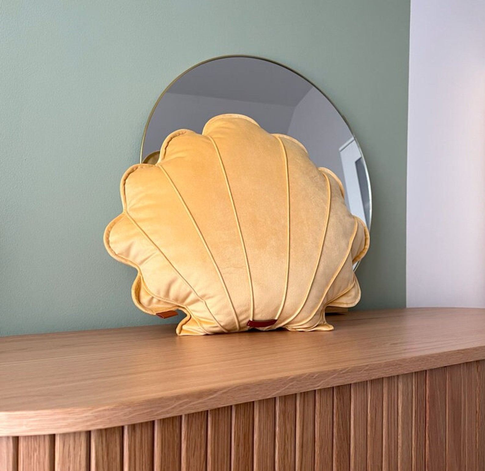 Yellow Shell Cushion Coastal Pillow for a Bedroom Ocean - Etsy