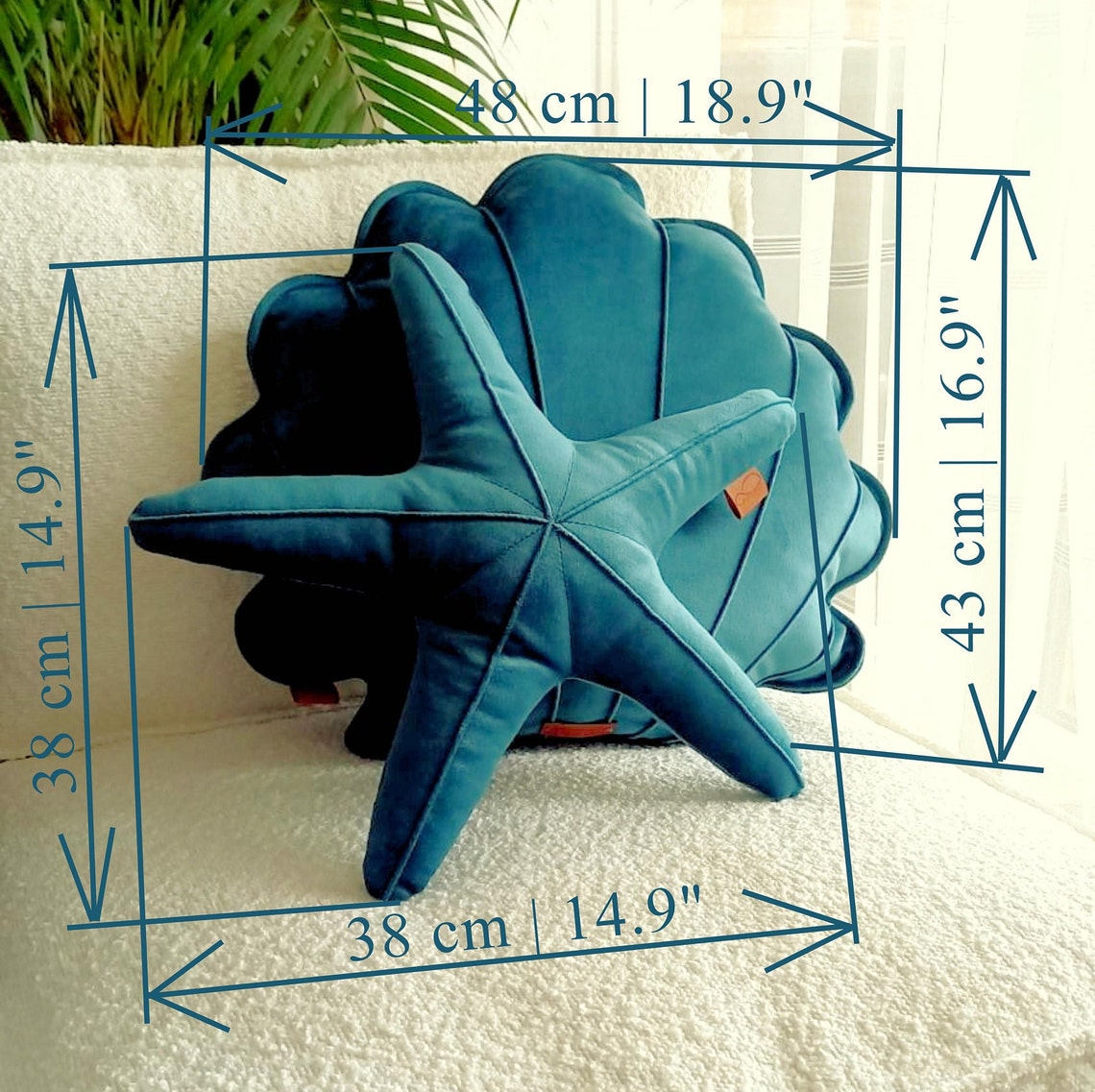 Turquoise Velour Starfish and Seashell Cushions, Beach Home Decor Set ...