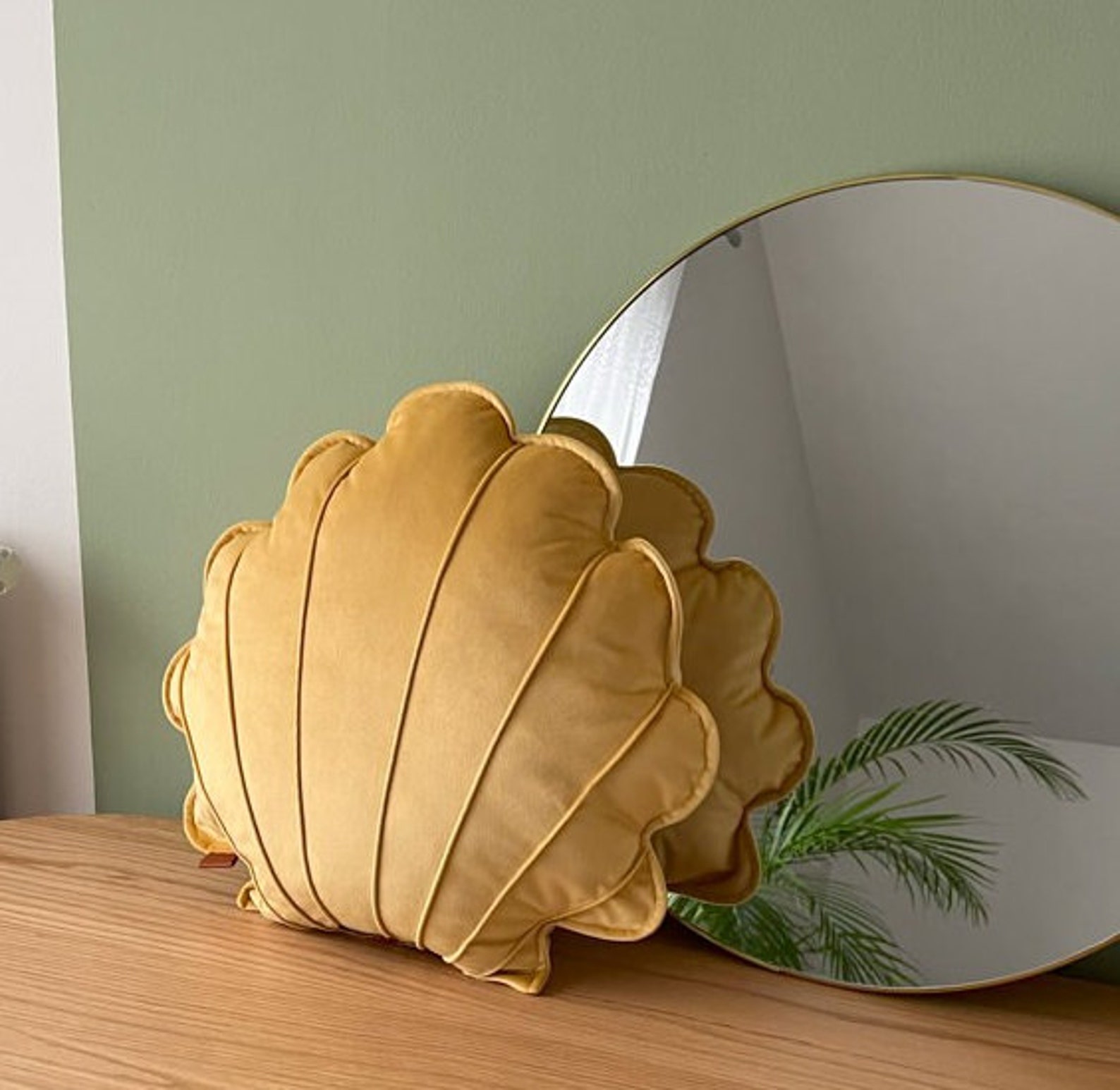 Yellow Shell Cushion Coastal Pillow for a Bedroom Ocean - Etsy