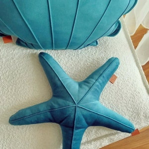 Starfish and Shell Cushions Set Turquoise Blue, Seaside Seashell With ...