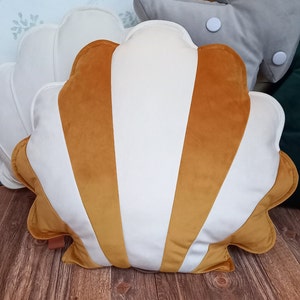 Shell Cushion in Two Colours Decorative Velvet Sea Shell Pillow for Kid ...