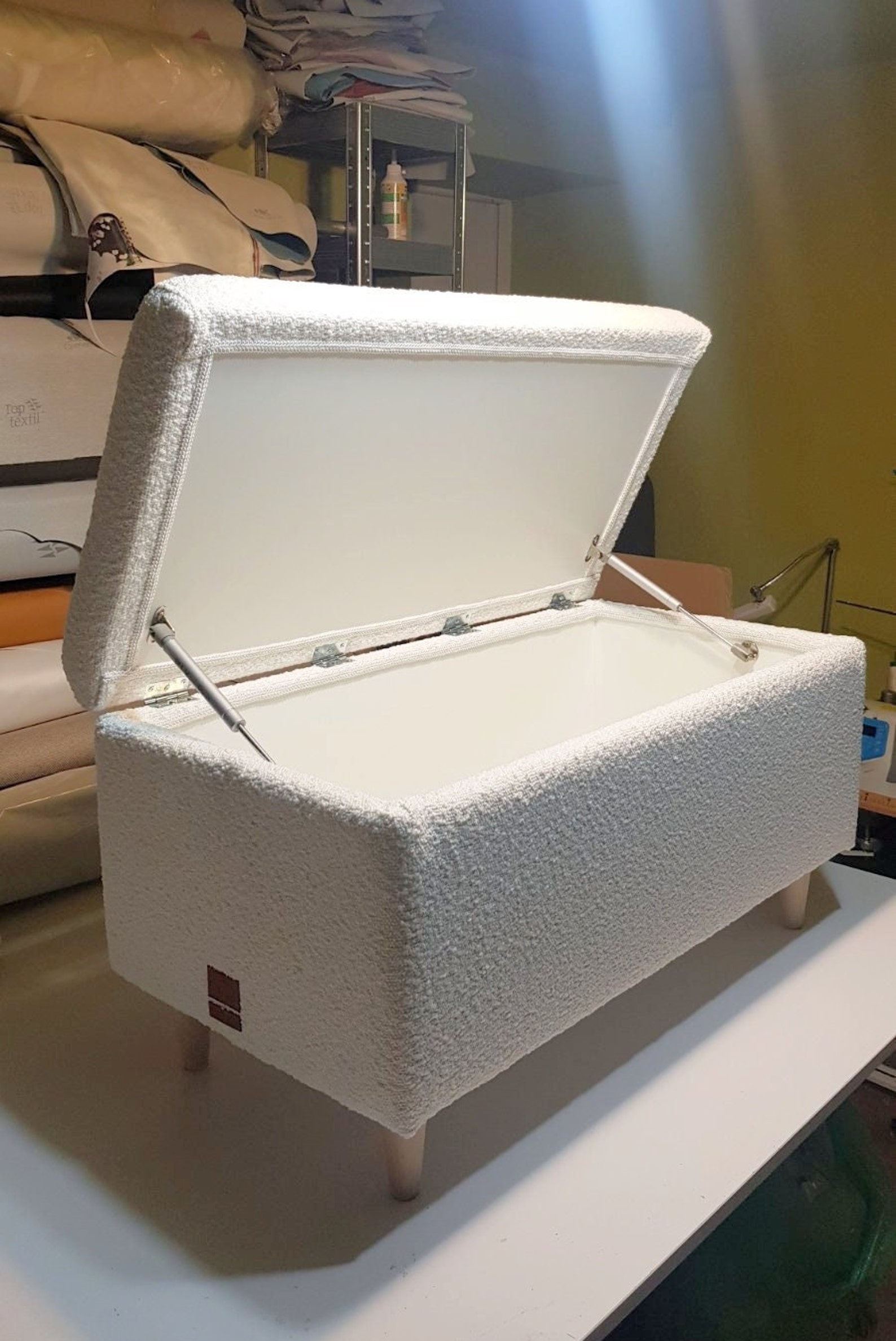 White Boucle Storage Unit Bench 78x38x42.5 Cm Entryway Chest - Etsy