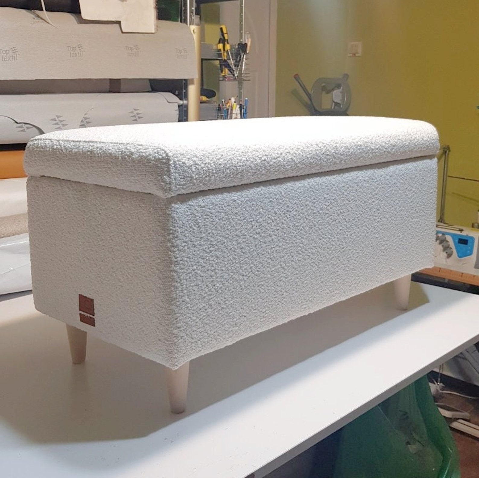 White Boucle Storage Unit Bench 78x38x42.5 Cm Entryway Chest - Etsy