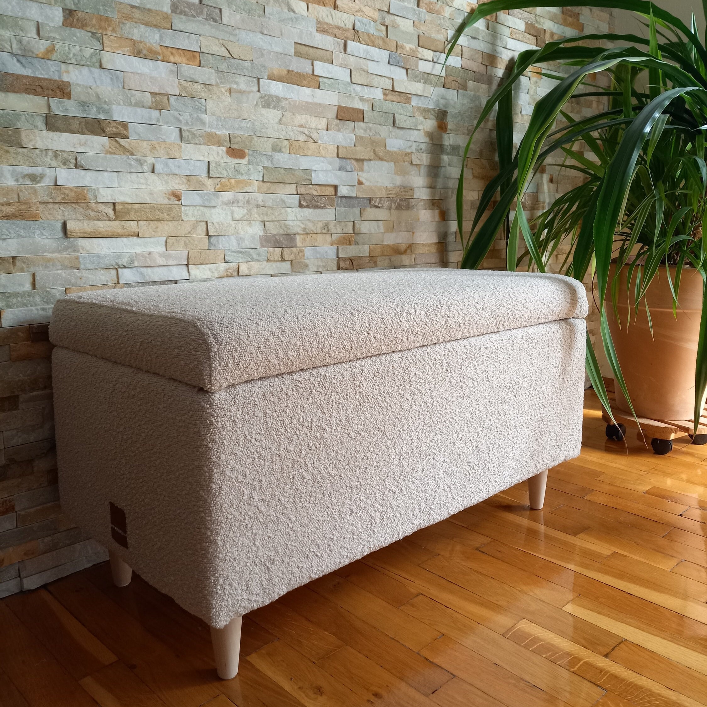 Boucle Storage Unit Bench, Entryway Handmade Furniture With Seat ...