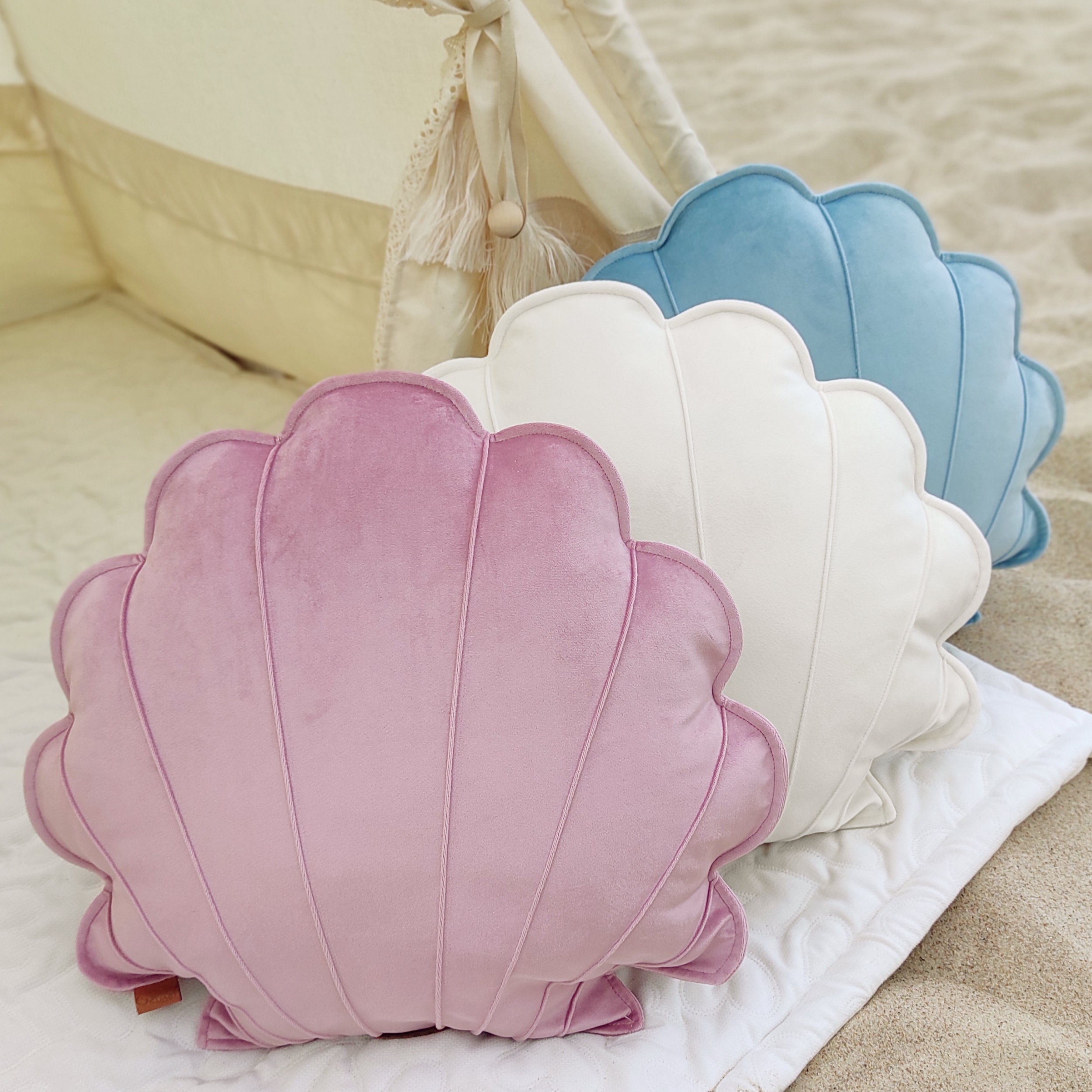 Shell With Starfish Pillow Set for Bed Pink Velour Humping - Etsy