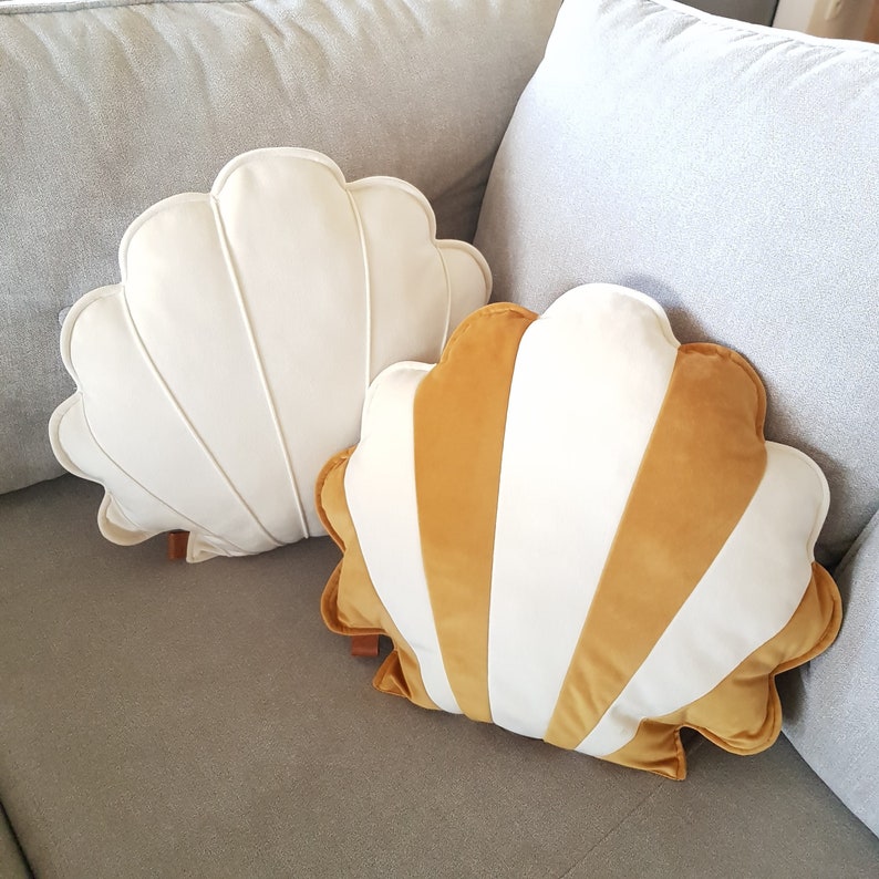 Shell Cushion in Two Colours Decorative Velvet Sea Shell - Etsy
