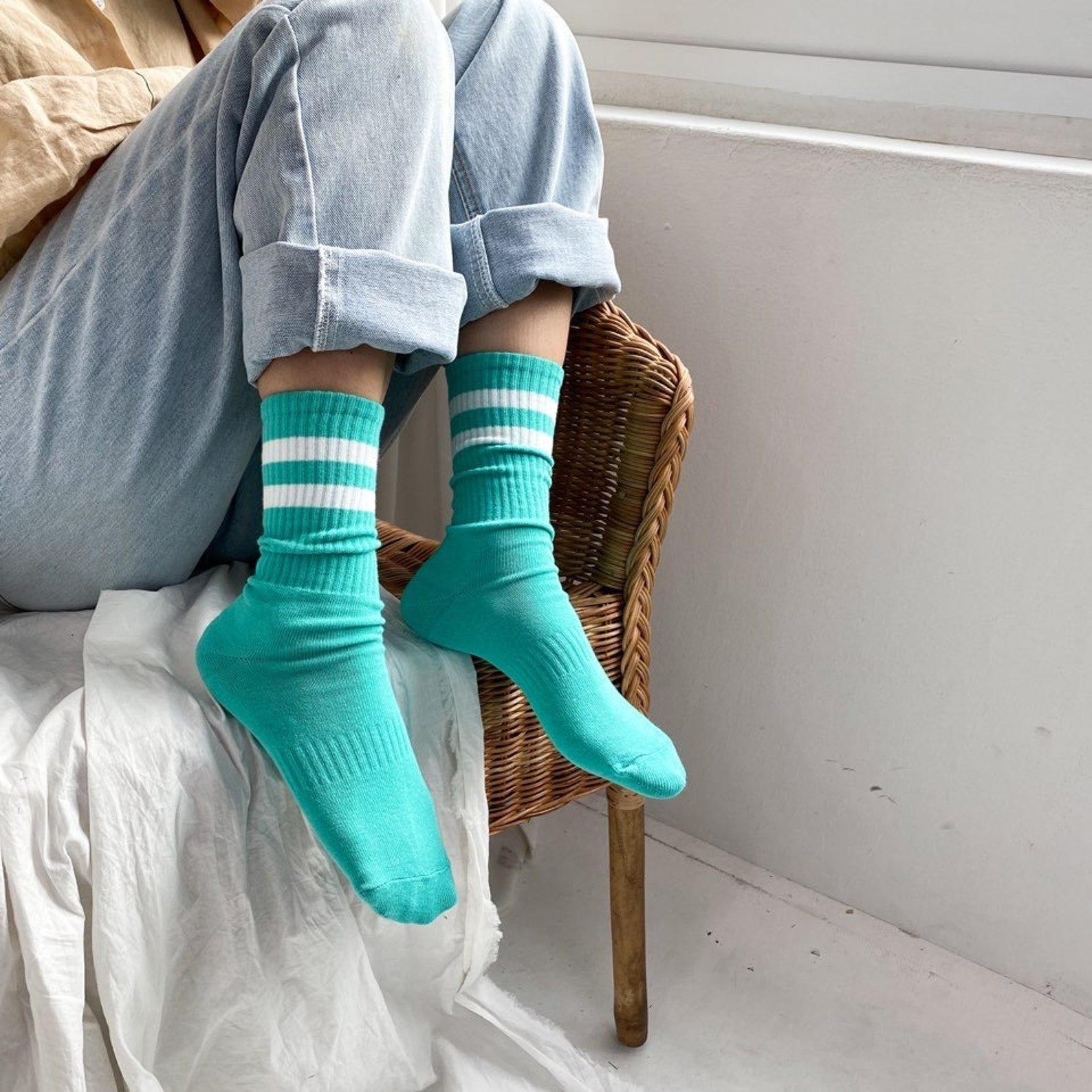 2-stripe Crew Socks for Women - Etsy