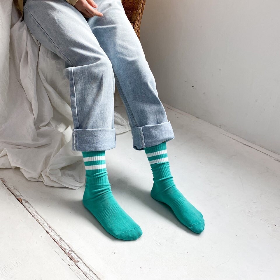 2-stripe Crew Socks for Women - Etsy