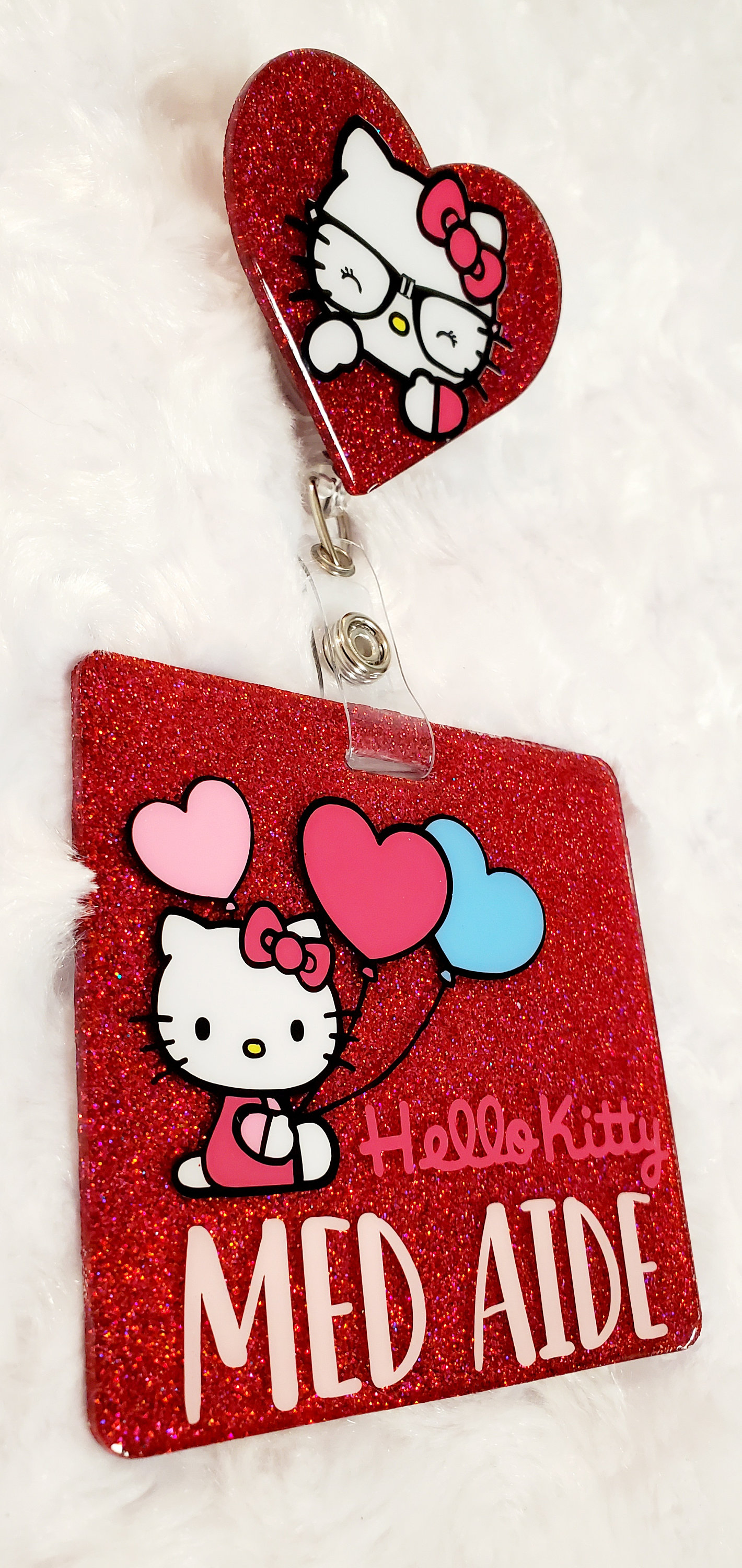 Glittery Hello Kitty Badge and Badge Buddy - Etsy