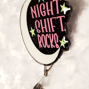 Glow in the Dark Night Shift Rocks Badge Reel - Etsy