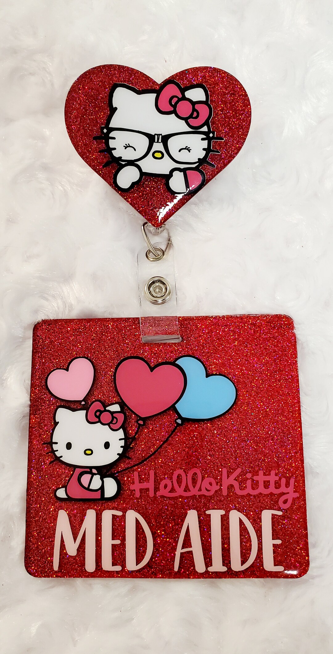 Glittery Hello Kitty Badge and Badge Buddy - Etsy