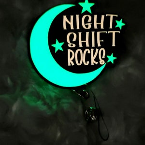 Glow in the Dark Night Shift Rocks Badge Reel - Etsy