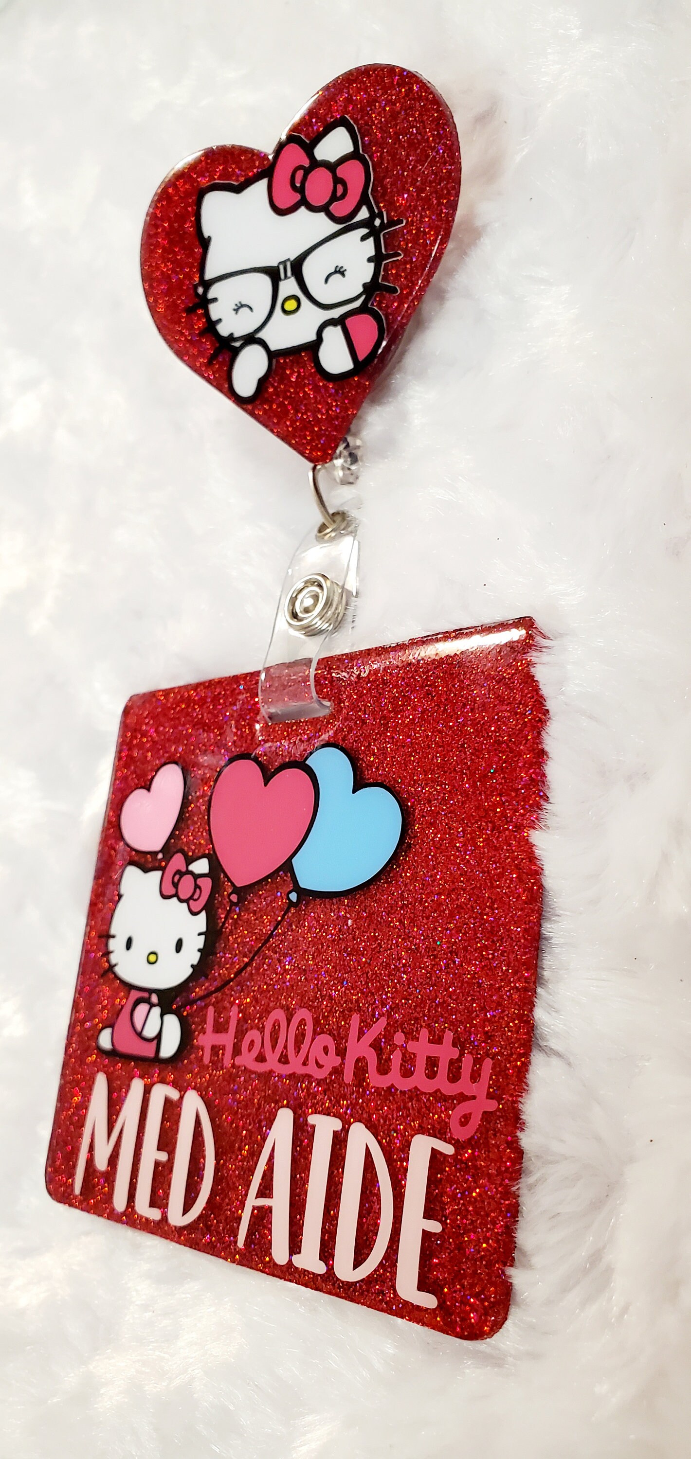 Glittery Hello Kitty Badge and Badge Buddy - Etsy