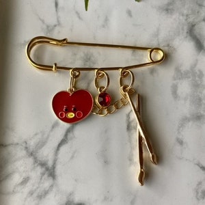 BTS21 Charm Safety Pin/brooch. Safety Pin Decoration. BTS Chain Pin ...