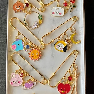 BTS21 Charm Safety Pin/brooch. Safety Pin Decoration. BTS Chain Pin ...