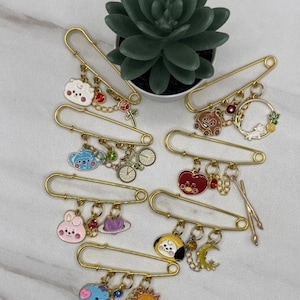 BTS21 Charm Safety Pin/brooch. Safety Pin Decoration. BTS Chain Pin ...