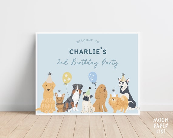 Dog Birthday Party Welcome Sign Template Puppy Pawty Diy | Etsy