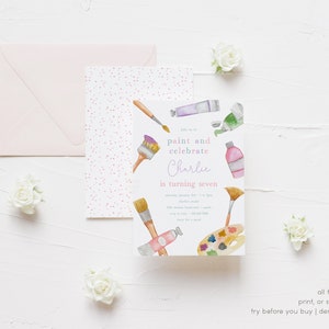 Paint Party Invitation Template, Art Party Birthday Invite, Diy ...