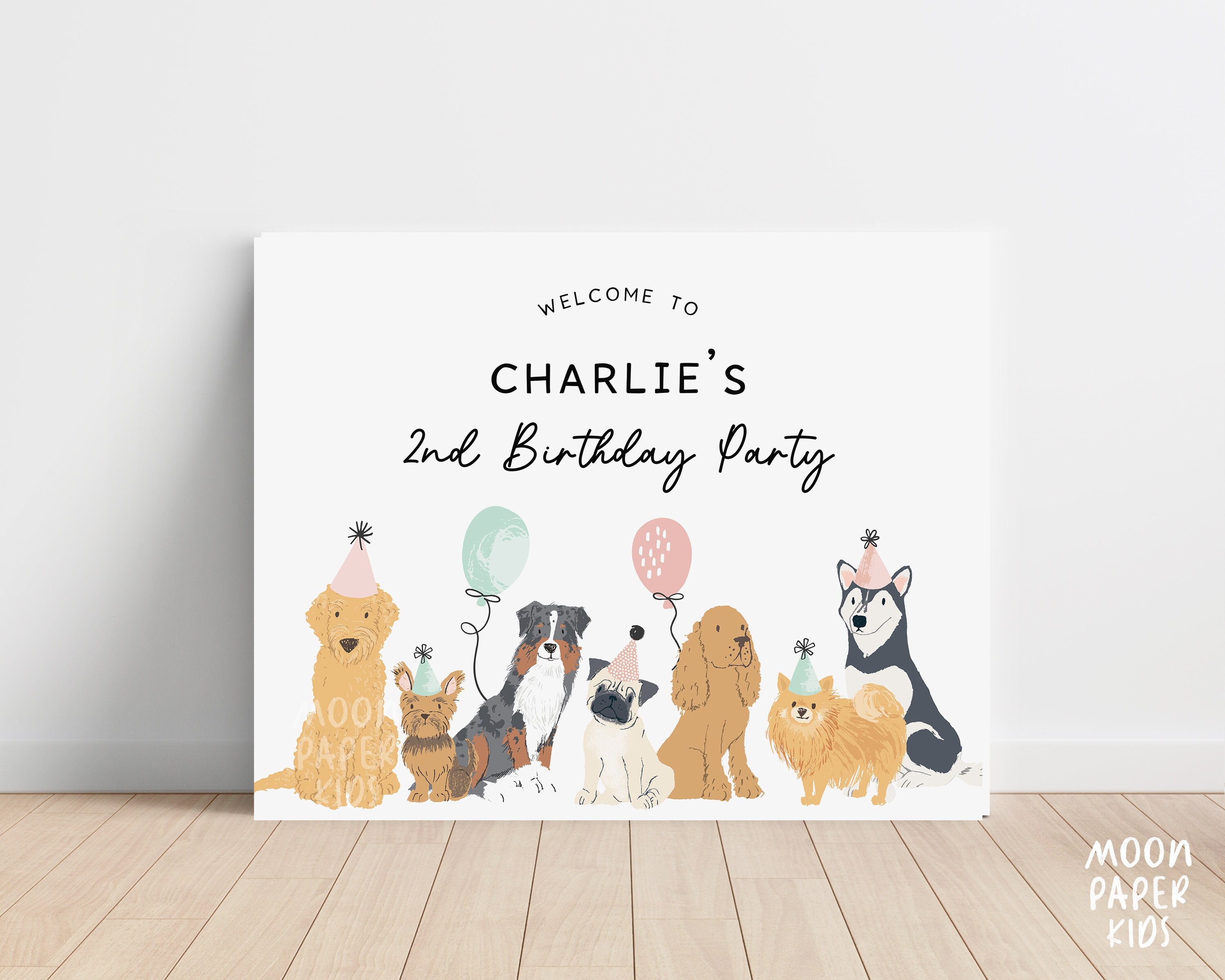 Puppy Pawty Editable Signage Dog Theme Party Signs Dog Birthday Party ...