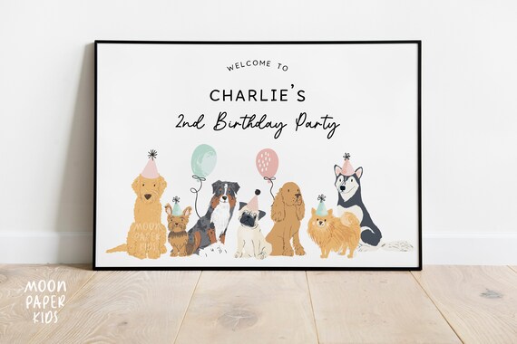 Puppy Pawty Editable Signage Dog Theme Party Signs Dog Birthday Party ...