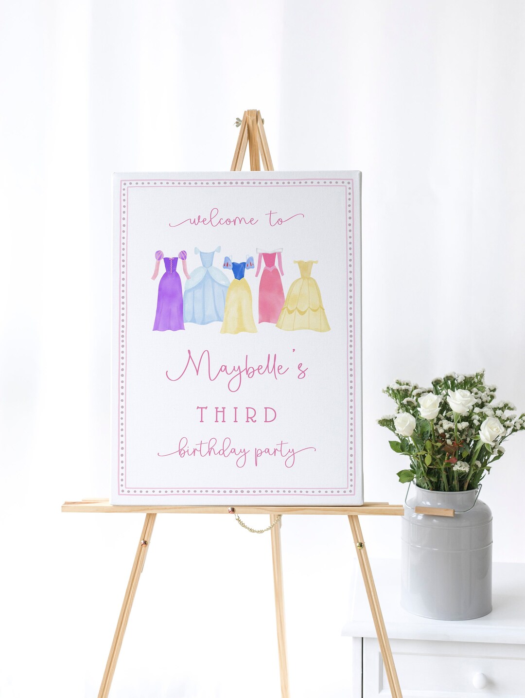 Princess Birthday Welcome Sign Template, Princess Birthday Party Decor ...