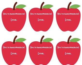 Apple Valentines Day Cards/ Applesauce Valentines/ Digital Download ...