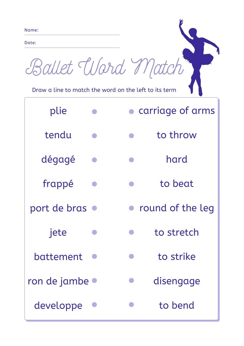 Dancer Word Search Dance Class Printable PDF - Etsy