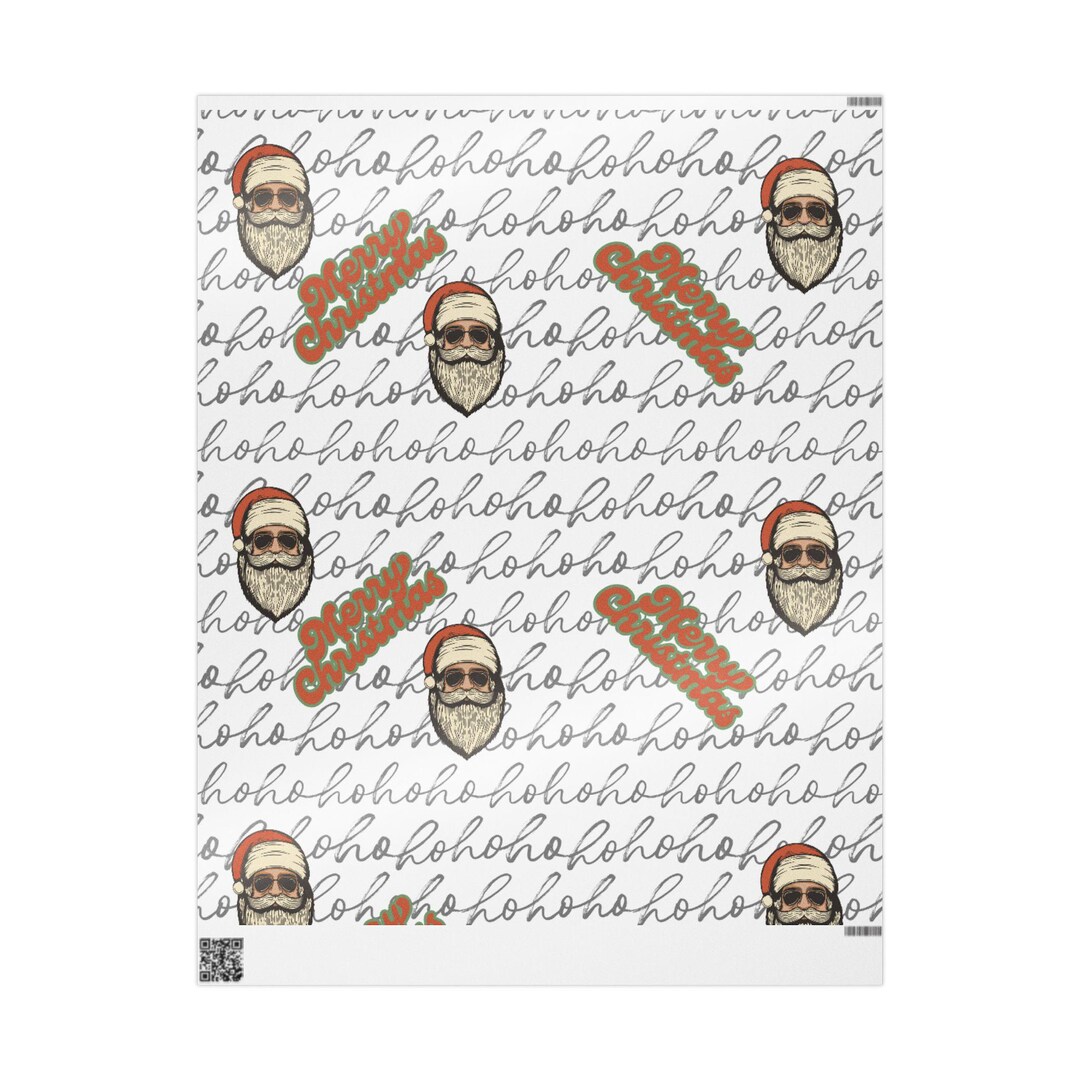 Festive Wrapping Paper Santa Ho Ho Ho Design, Holiday Gift Wrap ...