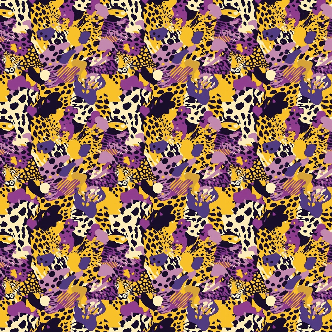 Purple and Yellow Leopard Tiger Seamless Pattern (digital Download) - Etsy