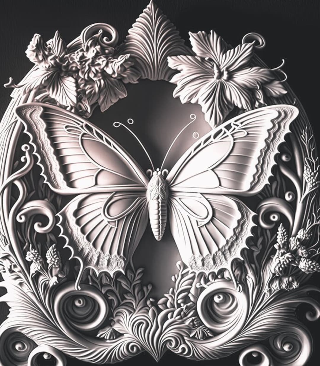 White Floral Butterfly, Digital Print Download - Etsy