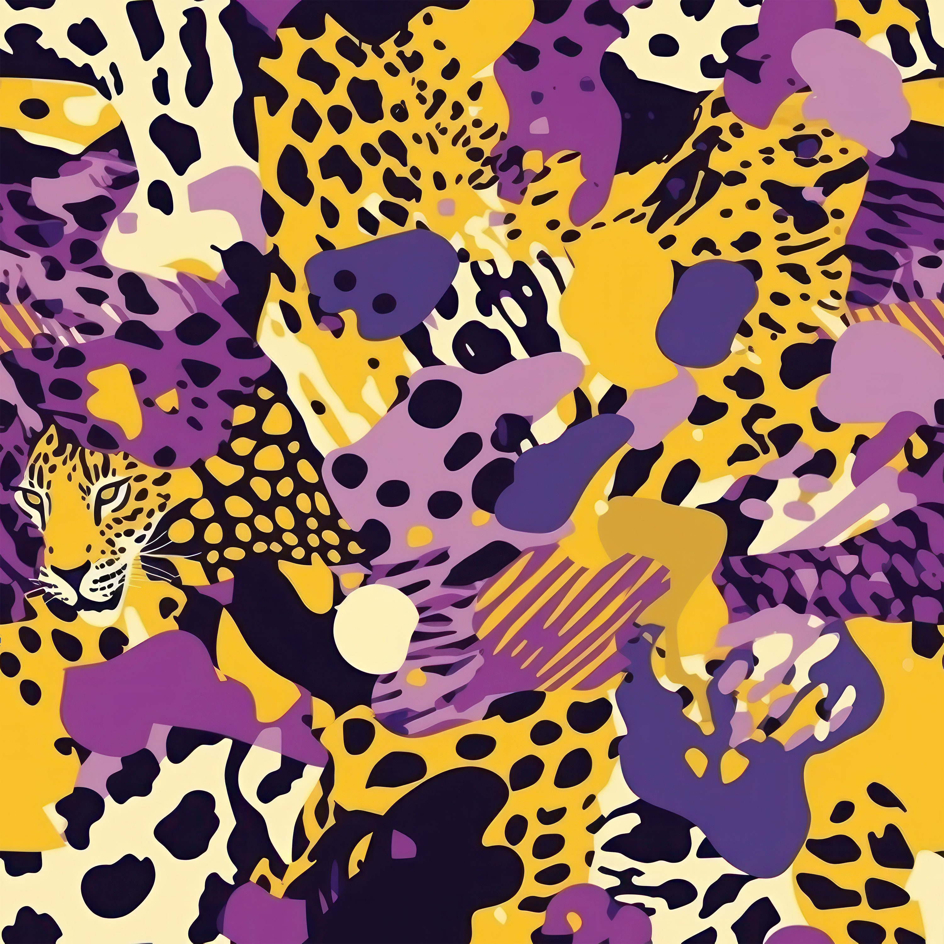 Purple and Yellow Leopard Tiger Seamless Pattern (digital Download) - Etsy