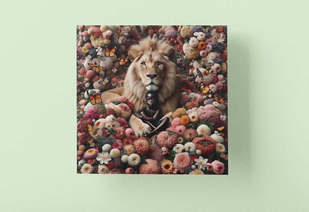 Loyal Friend Floral Lion Collage-digital Printable Art Design Digital ...