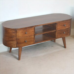 Wooden TV Stand Console Solid Wood Retro Modern TV Console Table With ...