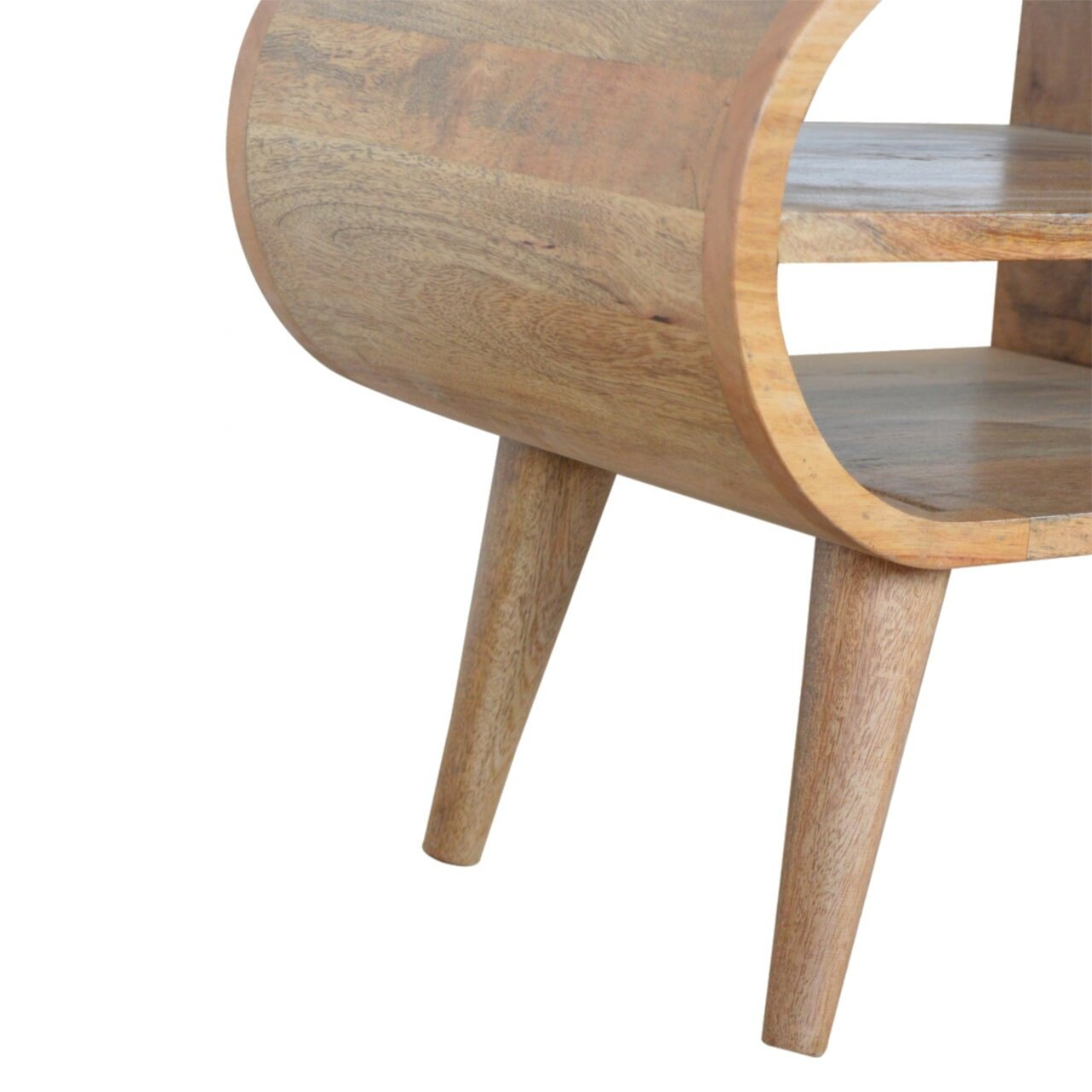 Small TV Stand Console Table With Drawers and Shelves Solid Wood Round ...