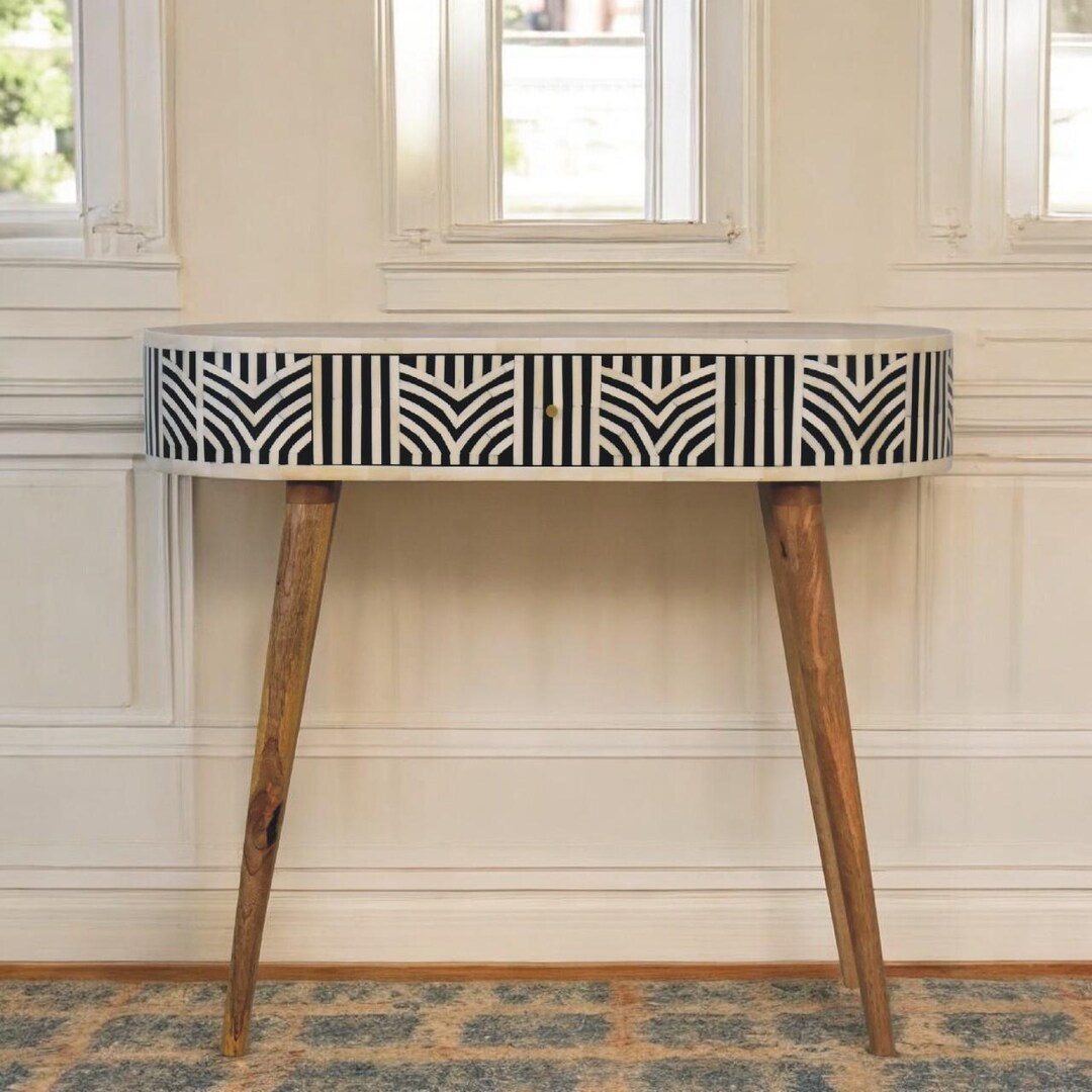 Unique Console Table With Drawers Ethnic Boho Narrow Table Bone Inlay ...