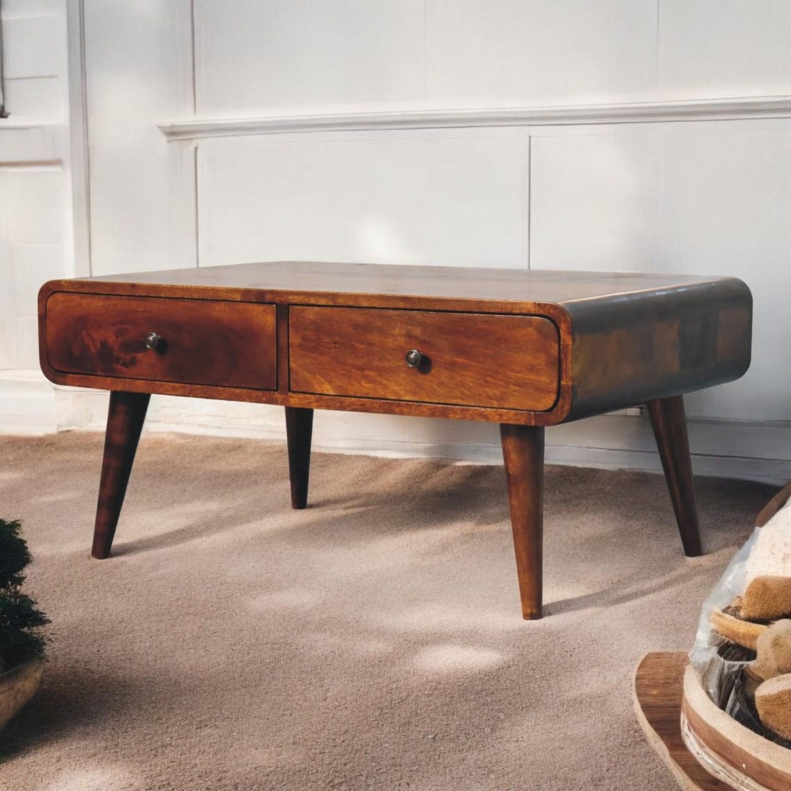Coffee Table With Storage Drawers Minimalist Living Room Table Solid ...