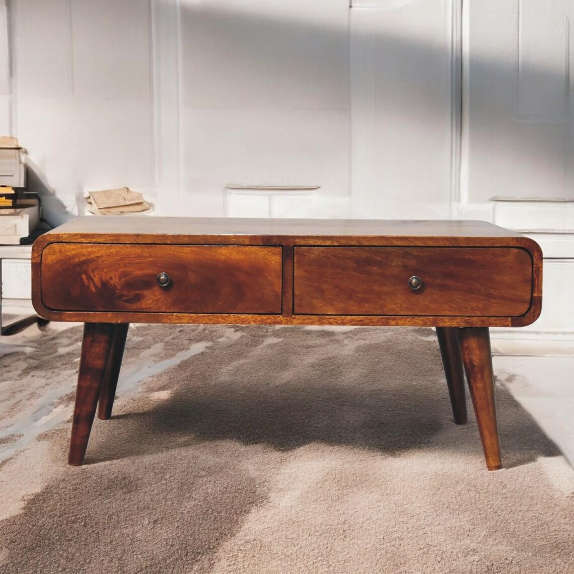 Coffee Table With Storage Drawers Minimalist Living Room Table Solid ...