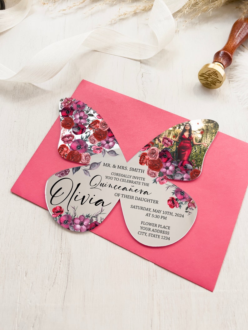 Acrylic Quinceanera Invitation, Butterfly Invitation, Sweet 16 ...