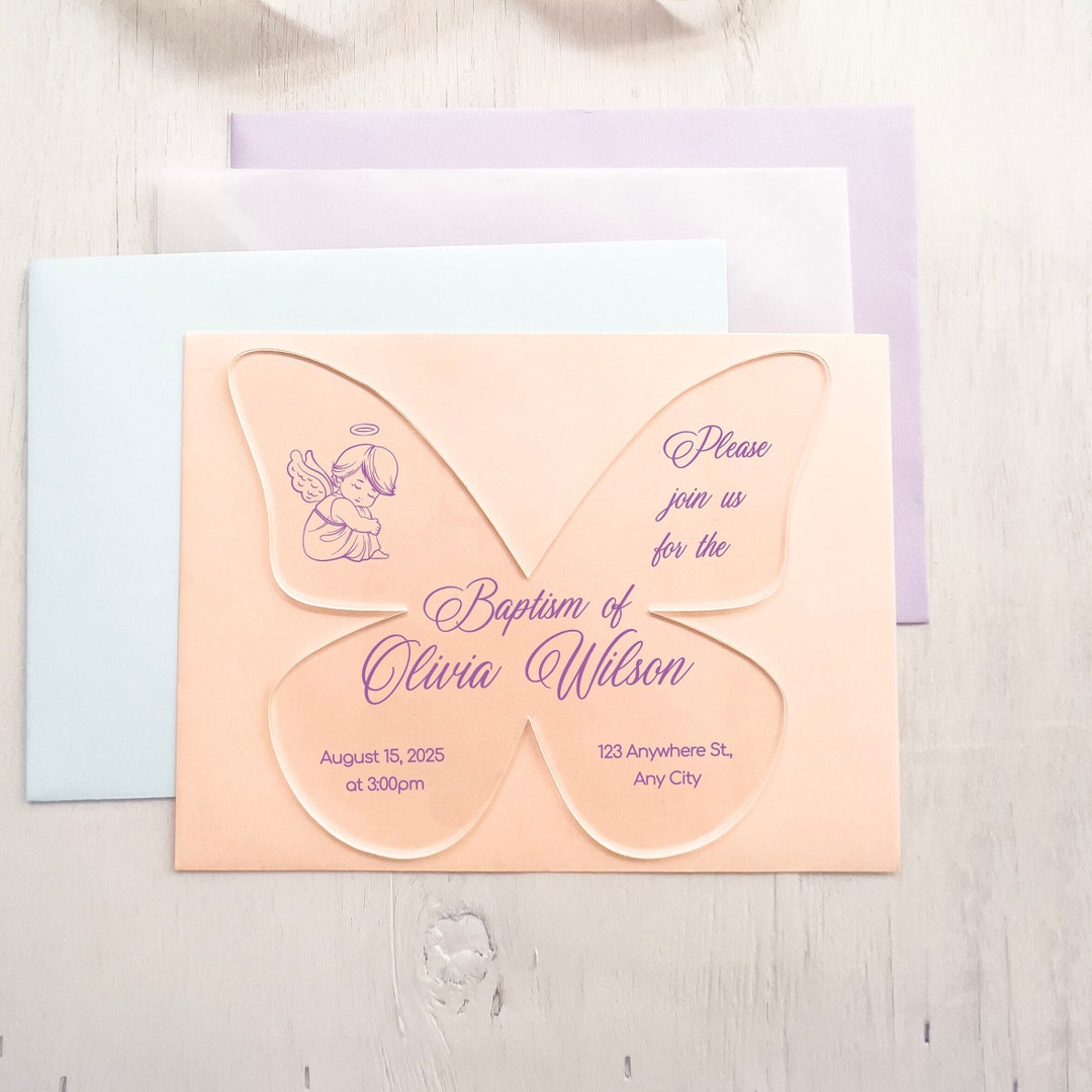 Butterfly Baptism Invitation, Butterfly Quinceanera Invitation ...