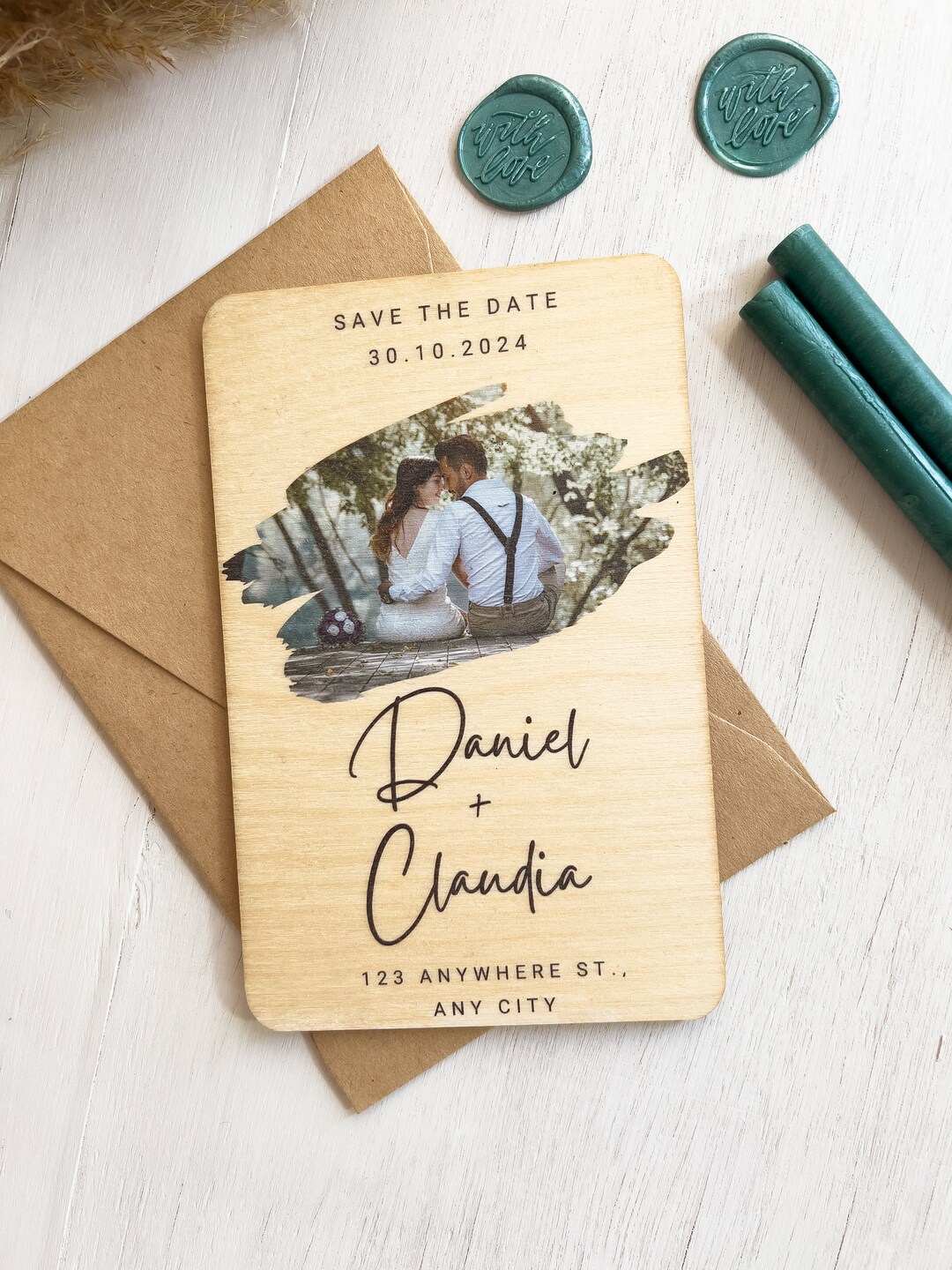 Wooden Invitations, Custom Design Colorful Printed Wood Wedding ...