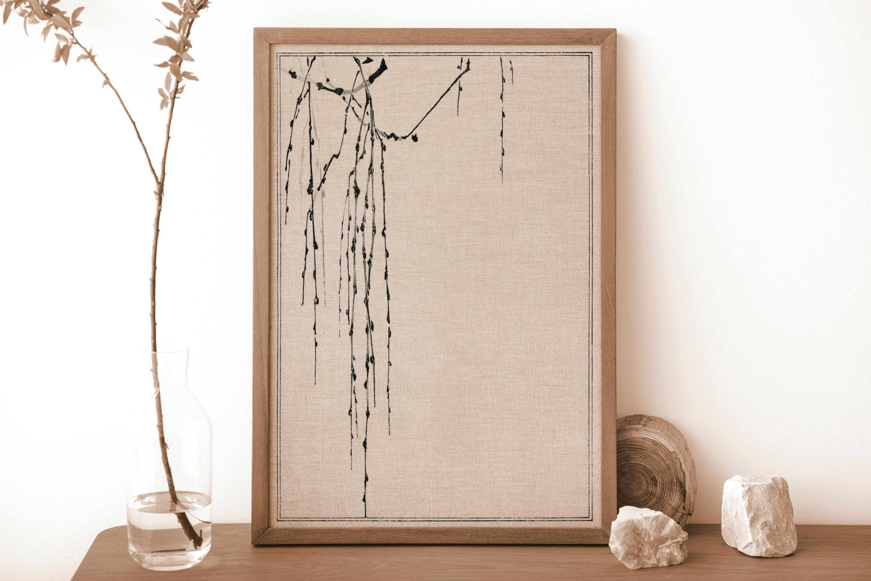 Japanese Willow Tree Woodblock Digital Print Instant Download Japandi ...