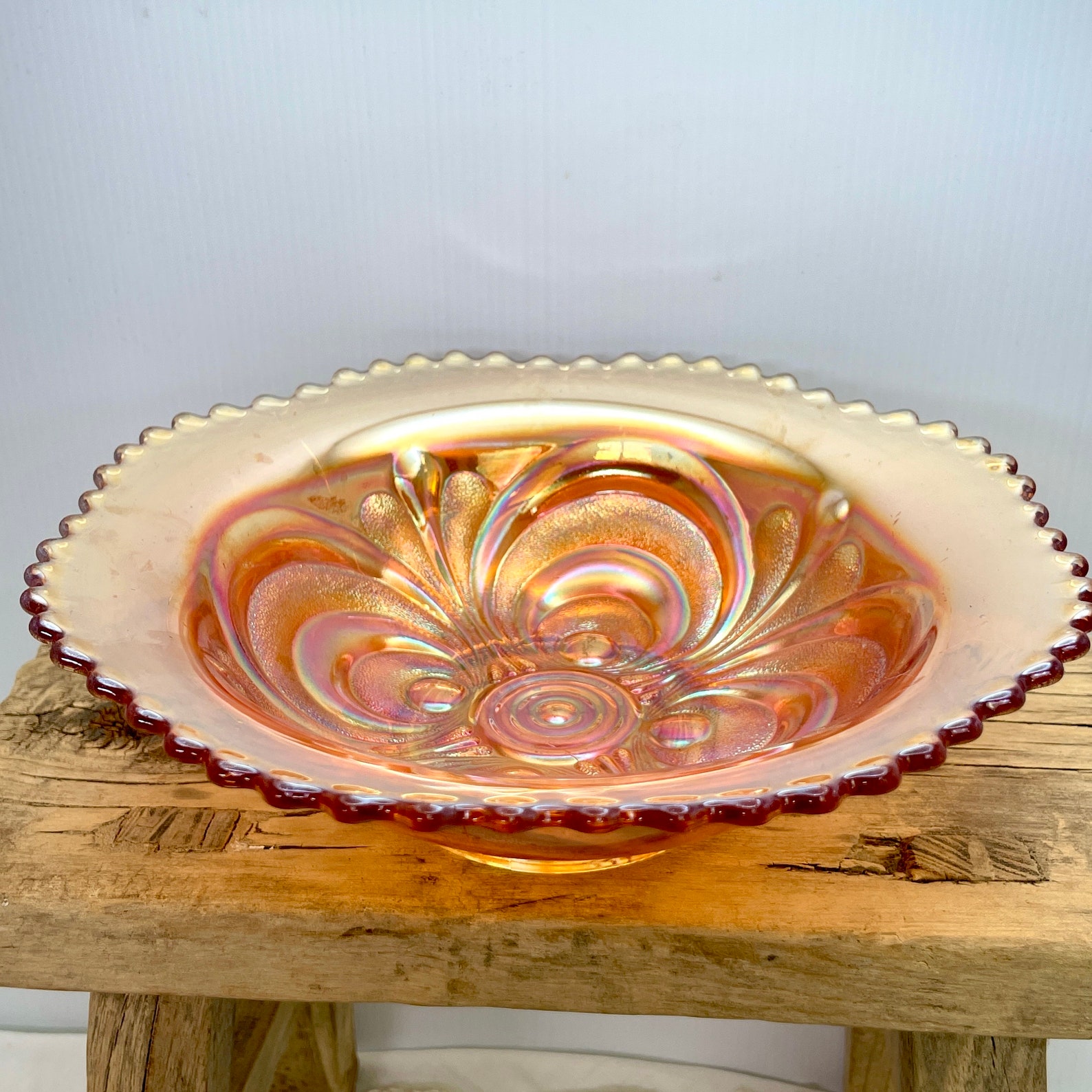 Summit Art Glass – Marigold - Scroll Embossed Carnival Glass Bowl ...