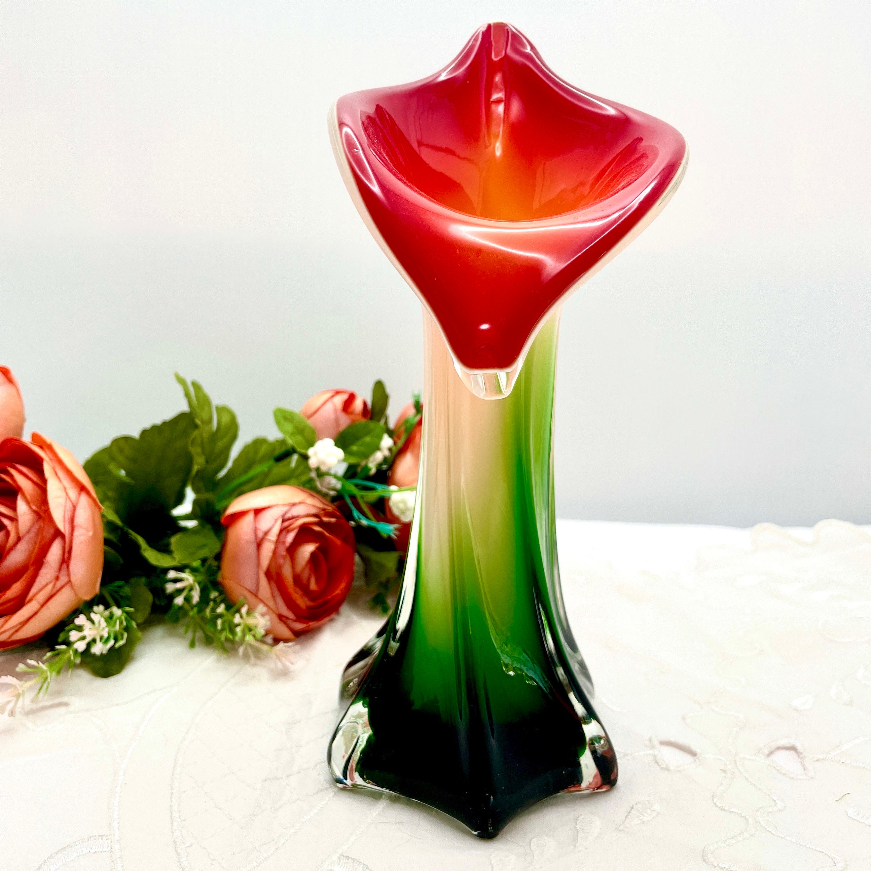 Calla Lily Jack in the Pulpit Murano Vase Mid-century - Etsy Australia