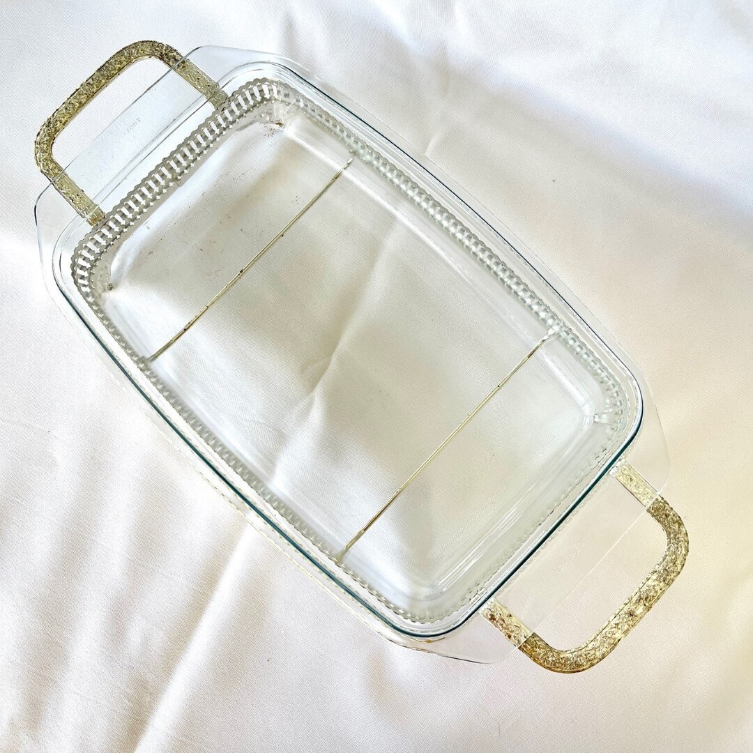 Pyrex Glass Rectangular Serving Dish/platter in Silver Tone Stand - Etsy