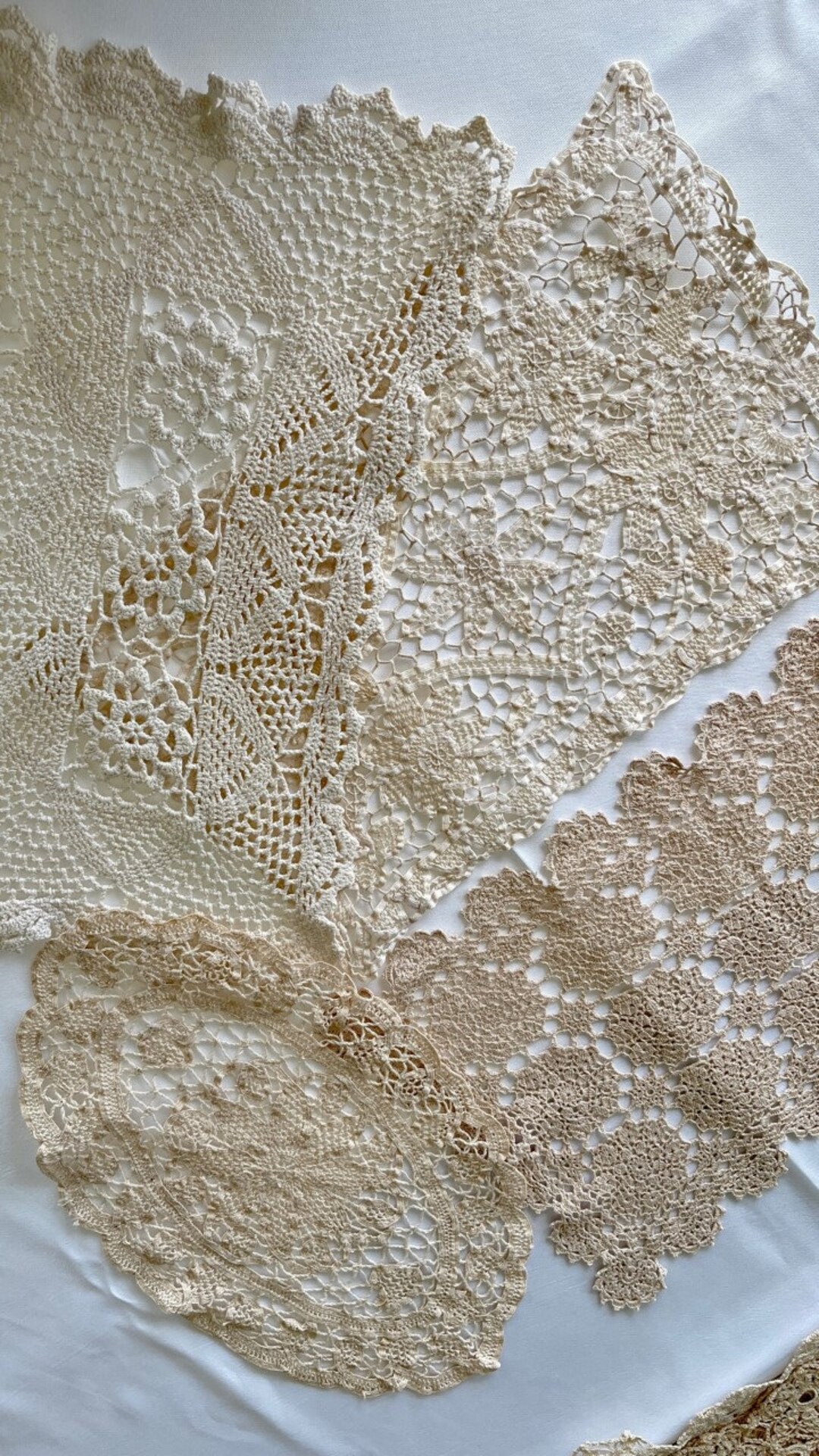Four Crochet Tray Doilies or Small Table Runners in Cream Beige ...