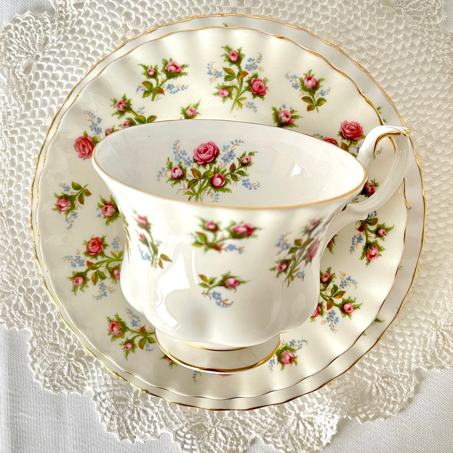 Royal Albert England Winsome China Cup, Saucer and Side Plate Circa ...