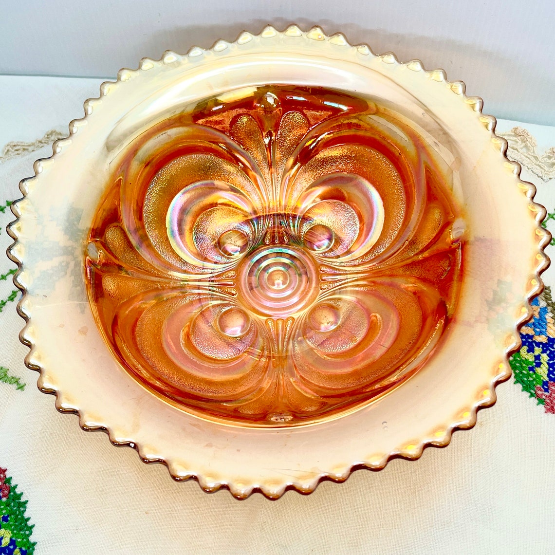 Summit Art Glass – Marigold - Scroll Embossed Carnival Glass Bowl ...