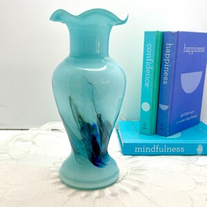 Vintage Japanese Swirl Cased Glass Vase With Ruffled Rim in Bue - Etsy
