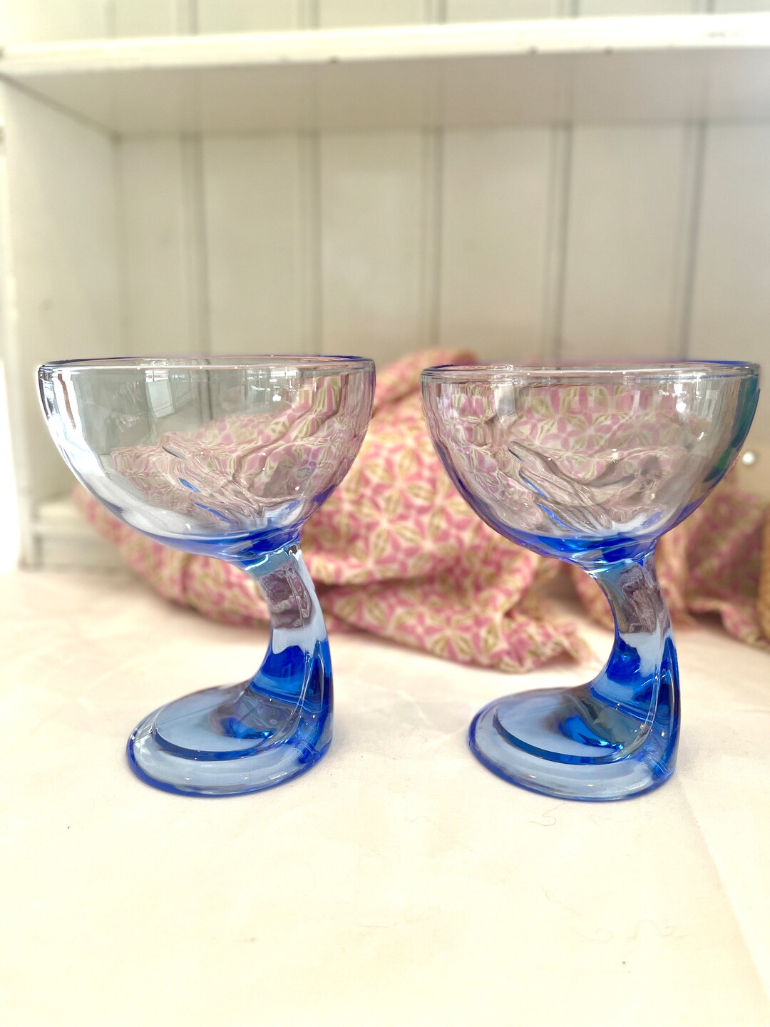 Vintage Bormioli Rocco Jerba Blue Saphire Stemmed Dessert Bowls Jerba ...