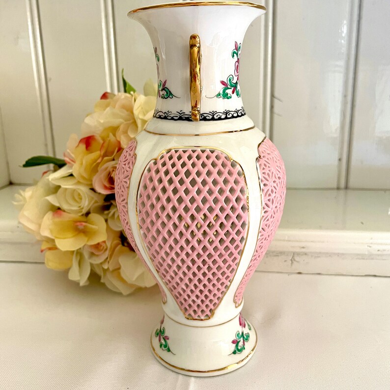 Reticulated Chinese Pink Vintage Vase - Etsy Australia